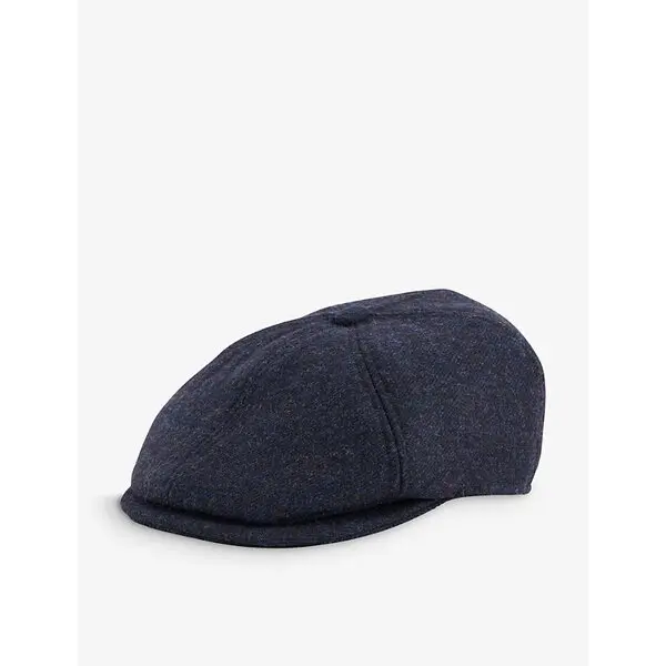 Barbour Claymore Bakerboy Woven Cap With Brand Patch - Navy