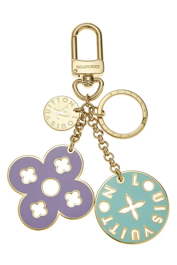 LOUIS VUITTON Gold & Multicolor Enamel Looping Monogram Key Chain