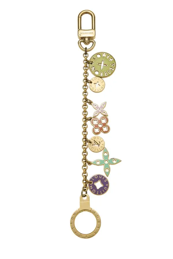 LOUIS VUITTON Gold & Multicolor Enamel Looping Monogram Bag Charm