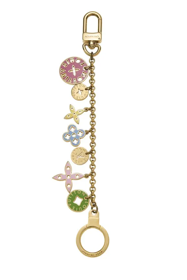 LOUIS VUITTON Gold & Multicolor Enamel Looping Monogram Bag Charm
