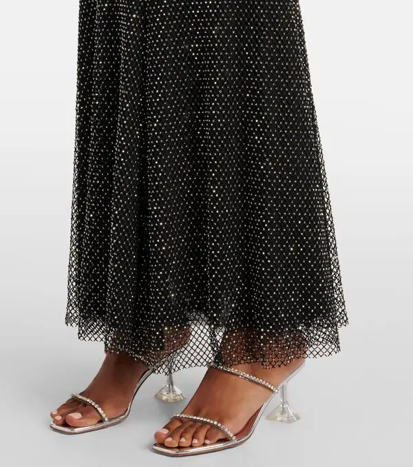 SELF-PORTRAIT Embellished Fishnet Maxi Dress
