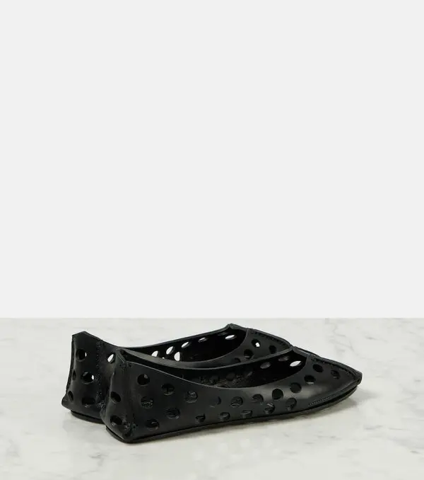 Alaïa Perforated Leather Ballet Flats - Black