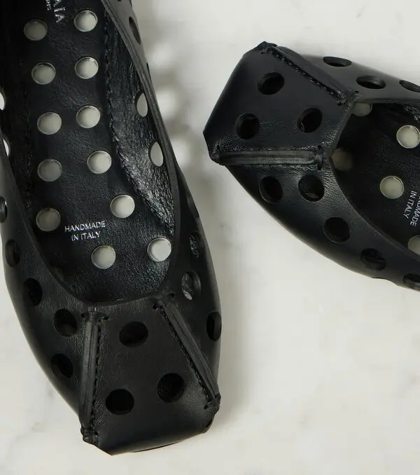 Alaïa Perforated Leather Ballet Flats - Black