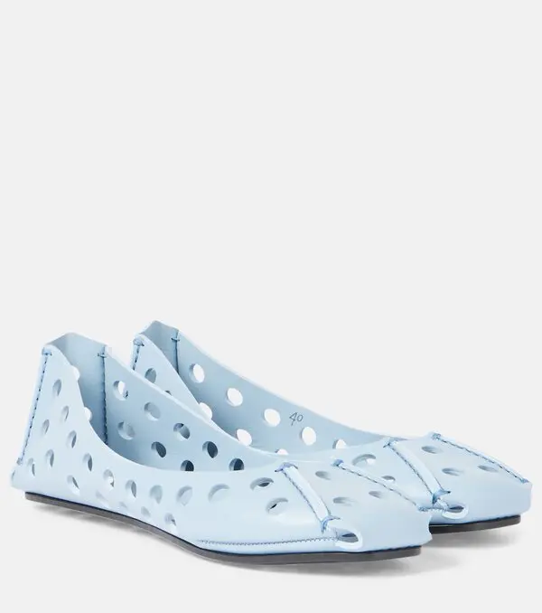Alaïa Perforated Leather Ballet Flats - Blue