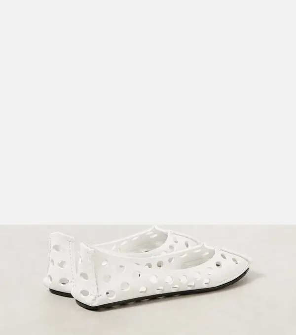 Alaïa Perfo Leather Ballet Flats - White