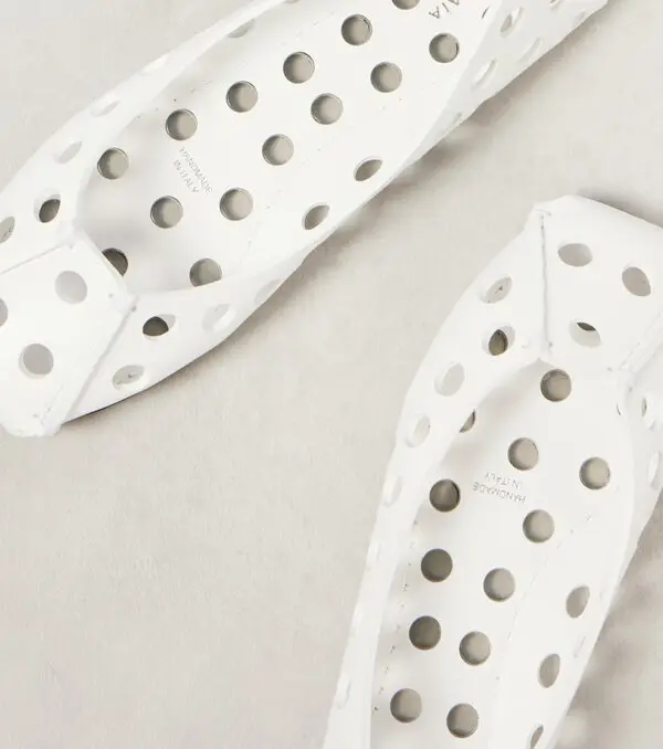 Alaïa Perfo Leather Ballet Flats - White