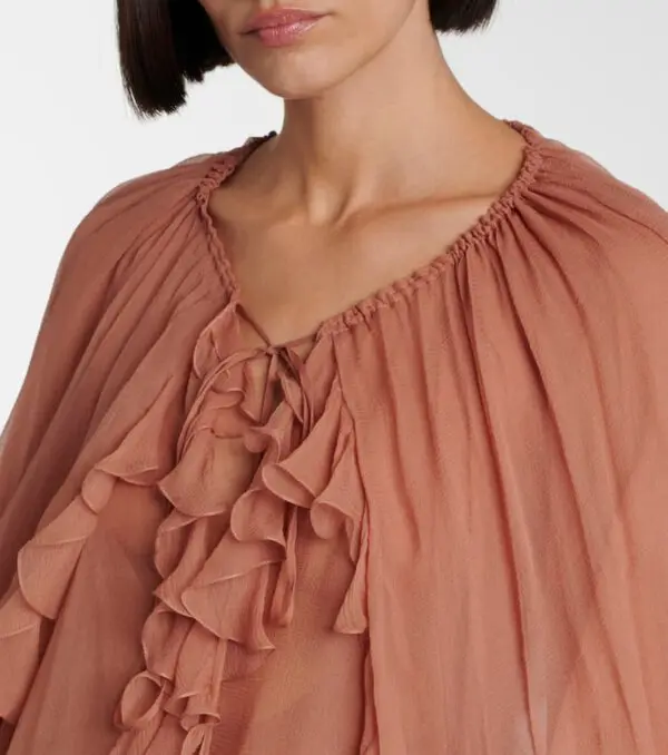 Chloé Ruffled Silk Muslin Cape