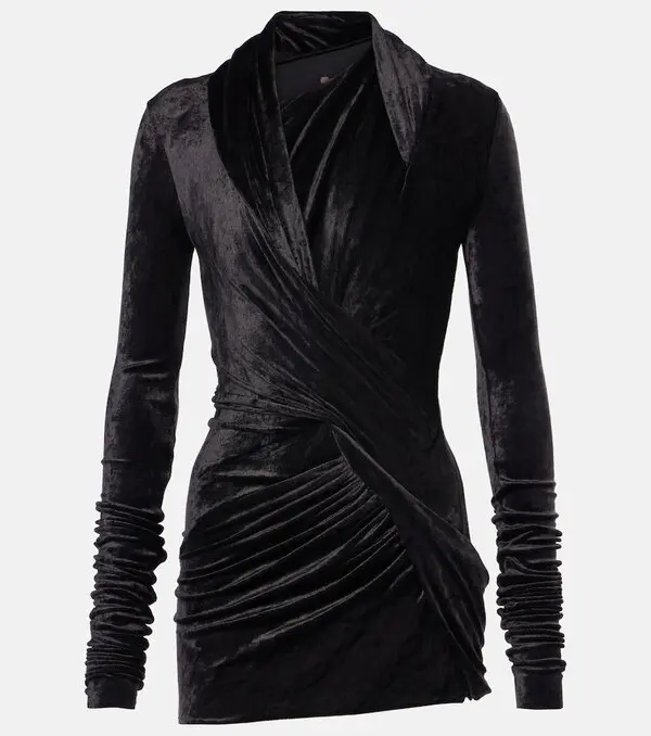 Rick Owens Draped Velvet Top - Grey