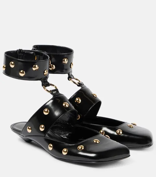 Chloé Jade Studded Leather Flats - Black