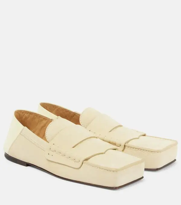 Jacquemus Les Mocassins Carre Leather Loafers - White
