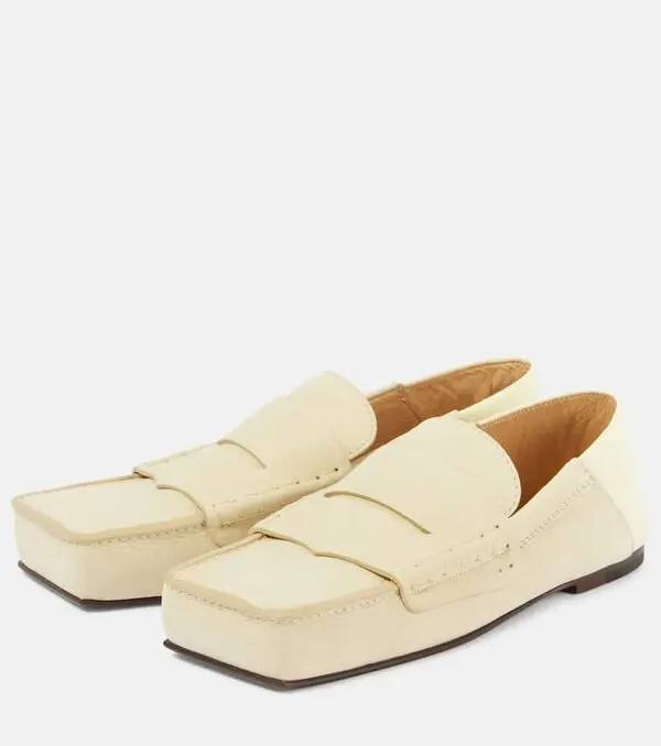 Jacquemus Les Mocassins Carre Leather Loafers - White