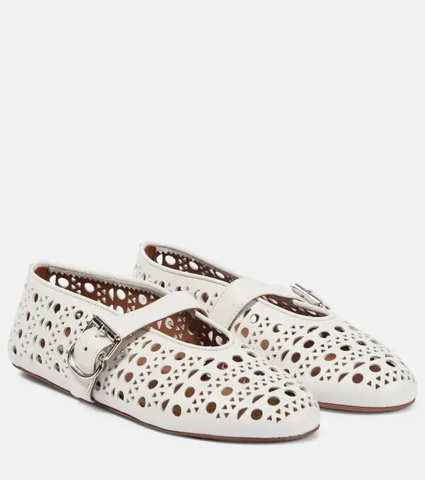 Alaïa Vienne Leather Ballet Flats - White