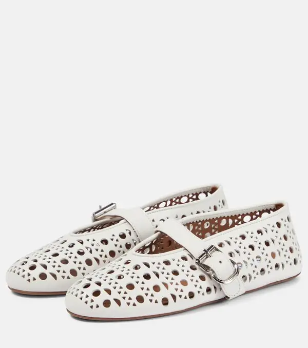 Alaïa Vienne Leather Ballet Flats - White