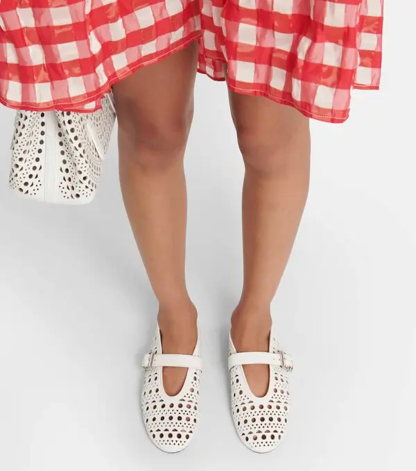 Alaïa Vienne Leather Ballet Flats - White