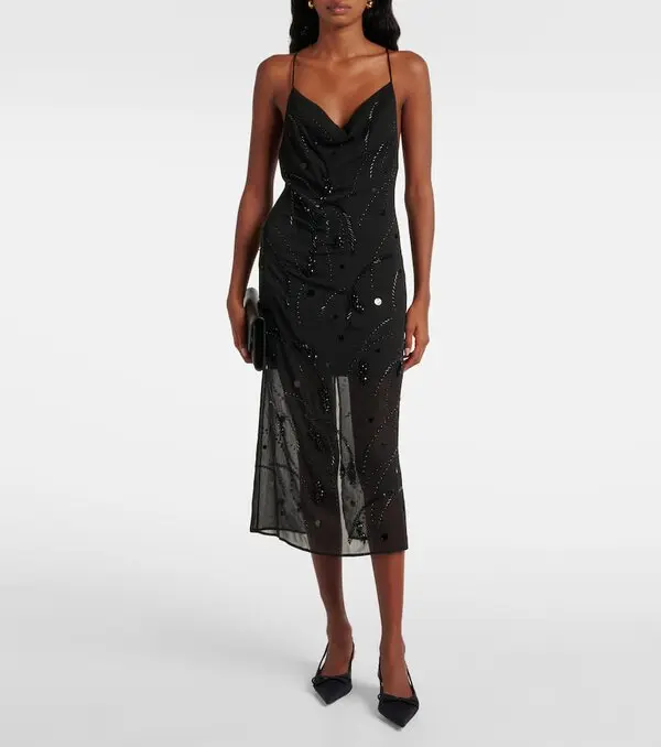 XU ZHI Embellished Layered Midi Dress