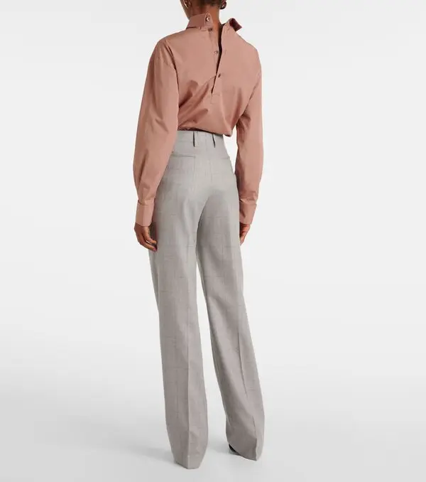 Dries Van Noten Checked Wool Straight Trousers
