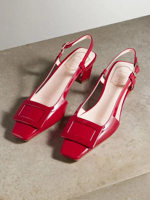 ROGER VIVIER Belle Vivier 45 Patent-leather Slingback Pumps - Red