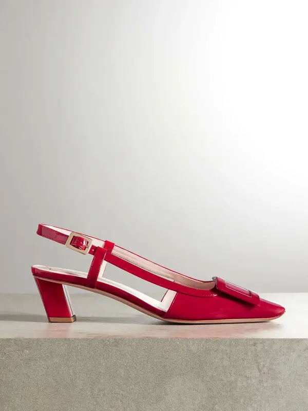 ROGER VIVIER Belle Vivier 45 Patent-leather Slingback Pumps - Red