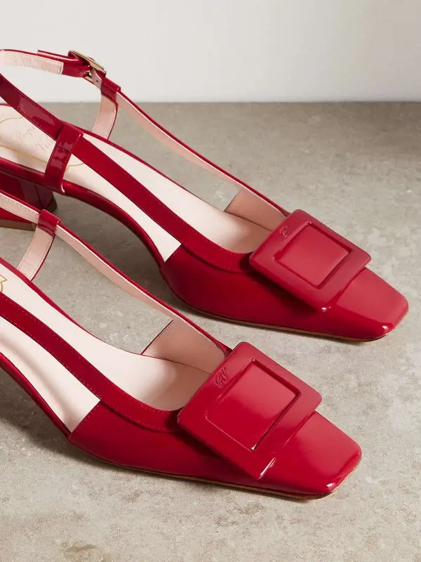 ROGER VIVIER Belle Vivier 45 Patent-leather Slingback Pumps - Red