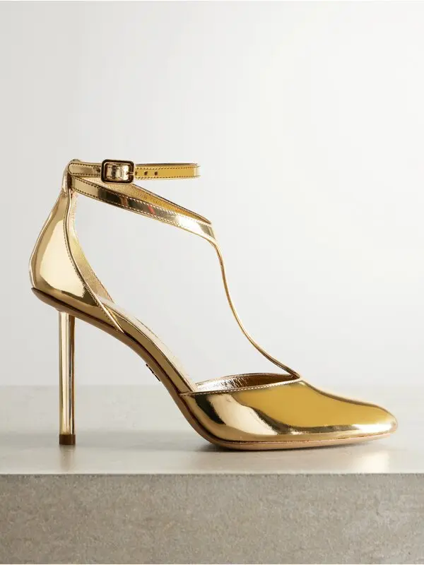 FERRAGAMO Lysandra Metallic Patent-leather Pumps