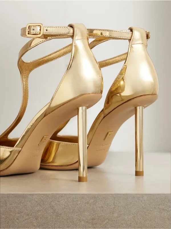 FERRAGAMO Lysandra Metallic Patent-leather Pumps