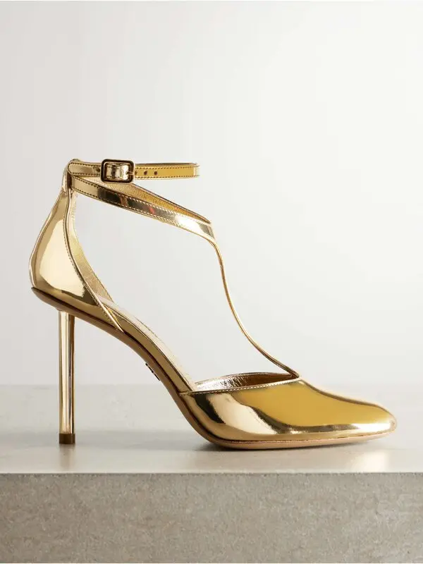 FERRAGAMO Lysandra Metallic Patent-leather Pumps