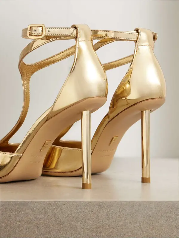 FERRAGAMO Lysandra Metallic Patent-leather Pumps