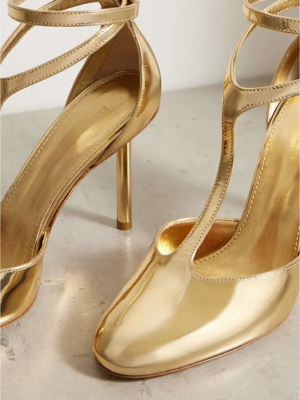 FERRAGAMO Lysandra Metallic Patent-leather Pumps