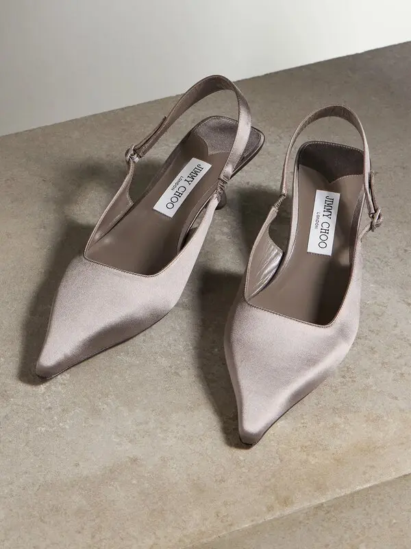 JIMMY CHOO Amel 50 Slingback Pumps - Gray