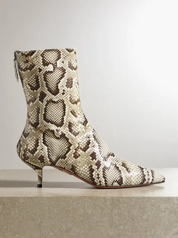 AQUAZZURA Montmartre 50 Snake-effect Leather Ankle Boots