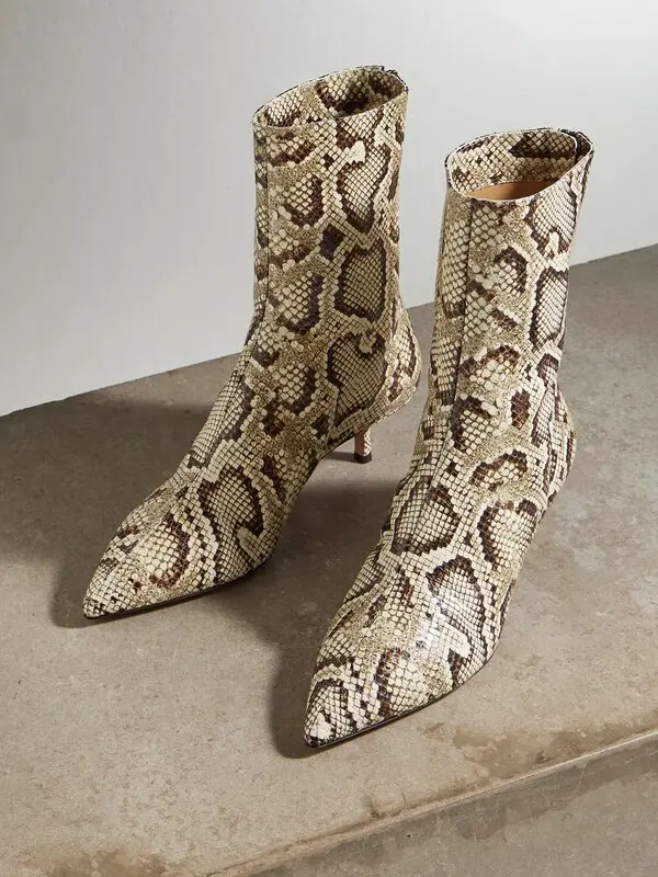 AQUAZZURA Montmartre 50 Snake-effect Leather Ankle Boots