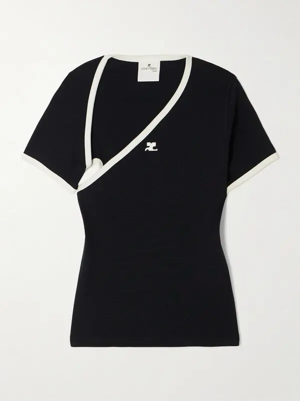 COURREGES Slash Asymmetric Appliquéd T-shirt