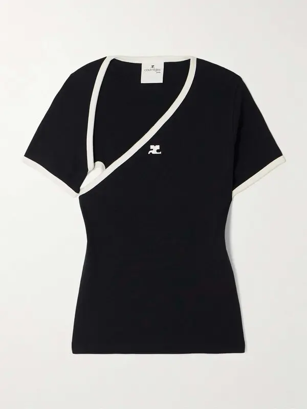 COURREGES Slash Asymmetric Appliquéd T-shirt