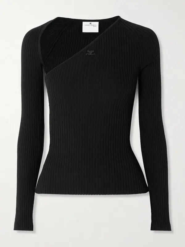 COURREGES Slash Asymmetric Ribbed-knit Sweater