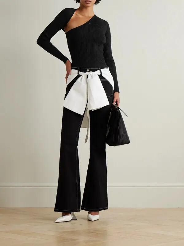 COURREGES Slash Asymmetric Ribbed-knit Sweater