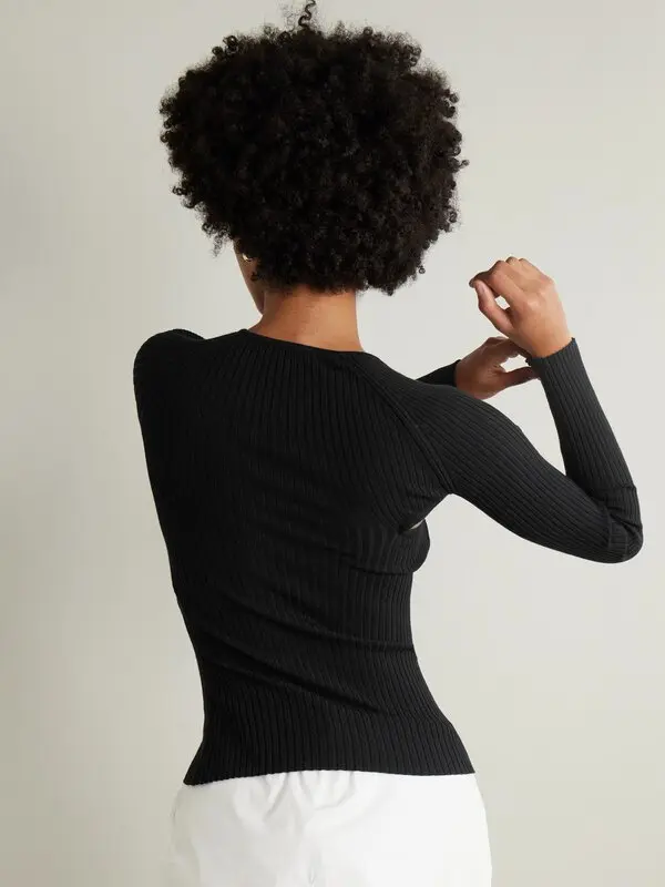COURREGES Slash Asymmetric Ribbed-knit Sweater