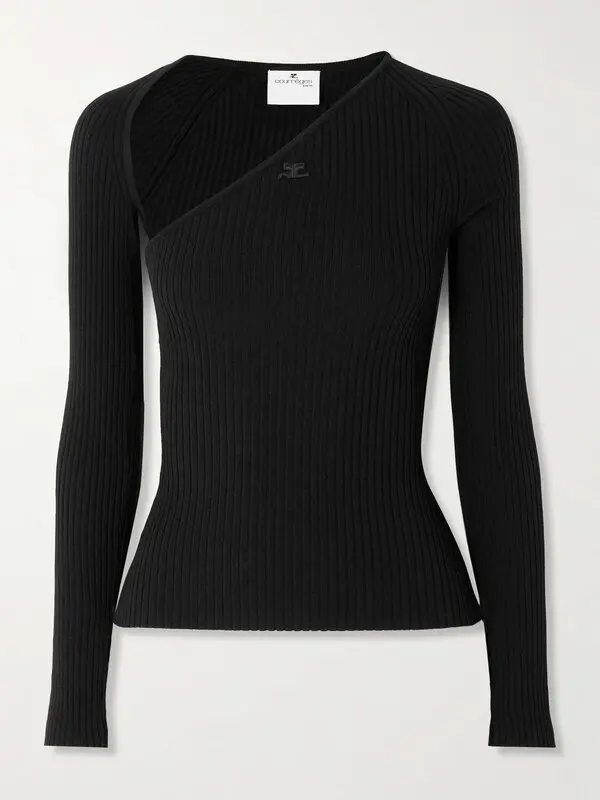 COURREGES Slash Asymmetric Ribbed-knit Sweater