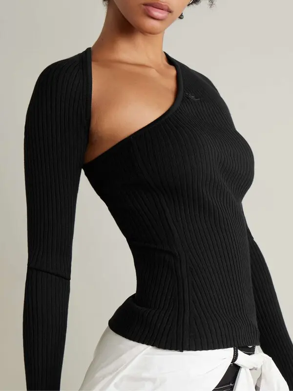 COURREGES Slash Asymmetric Ribbed-knit Sweater