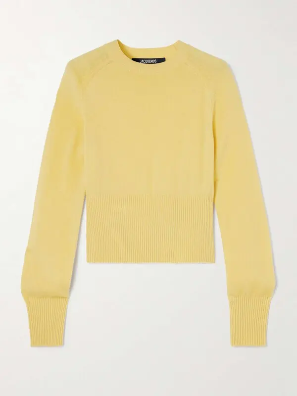 Jacquemus The Soglia Cropped Sweater In Yellow - 50% Off