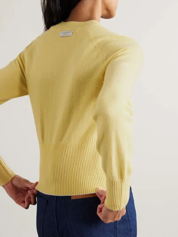 Jacquemus The Soglia Cropped Sweater In Yellow - 50% Off