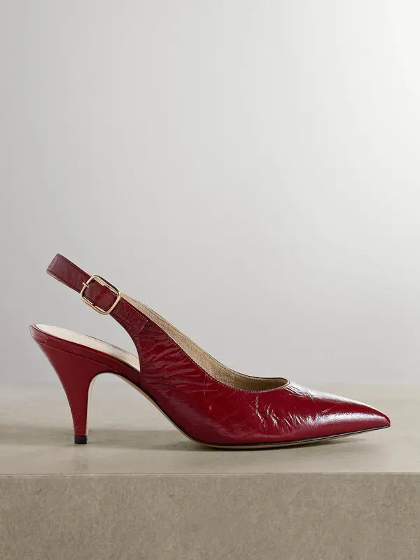 Khaite River Crinkled-leather Slingback Pumps