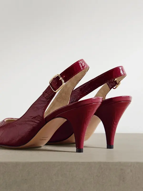 Khaite River Crinkled-leather Slingback Pumps
