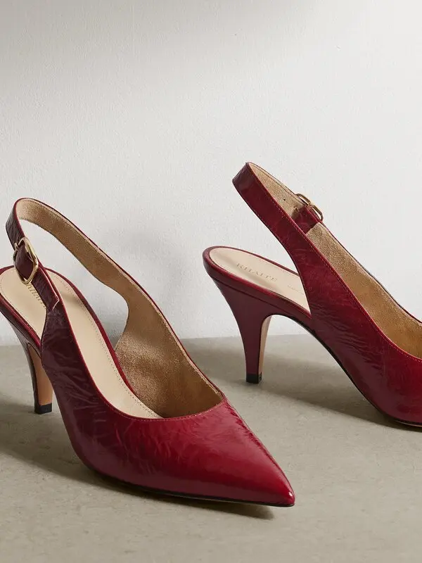 Khaite River Crinkled-leather Slingback Pumps