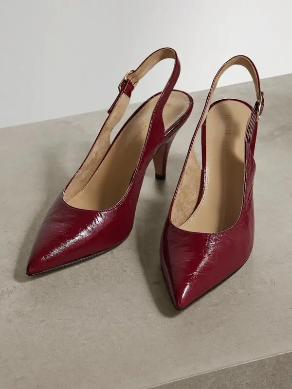 Khaite River Crinkled-leather Slingback Pumps