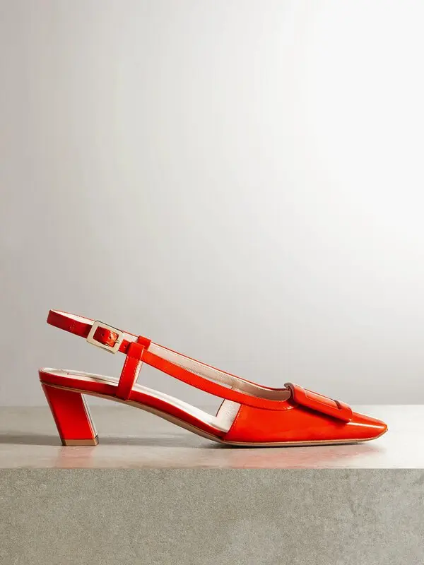 ROGER VIVIER Belle Vivier Patent Leather Slingback Pumps - Orange