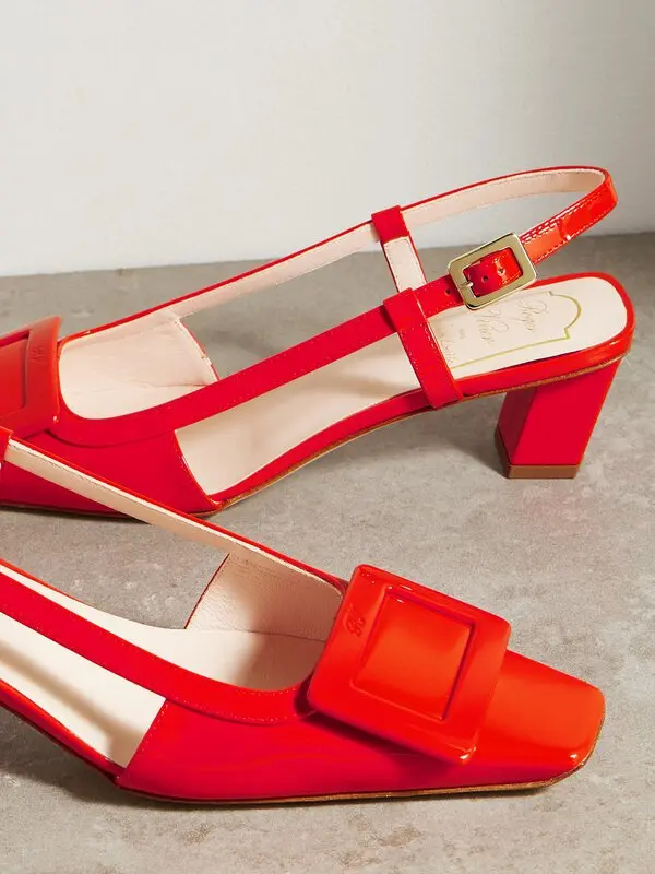 ROGER VIVIER Belle Vivier Patent Leather Slingback Pumps - Orange