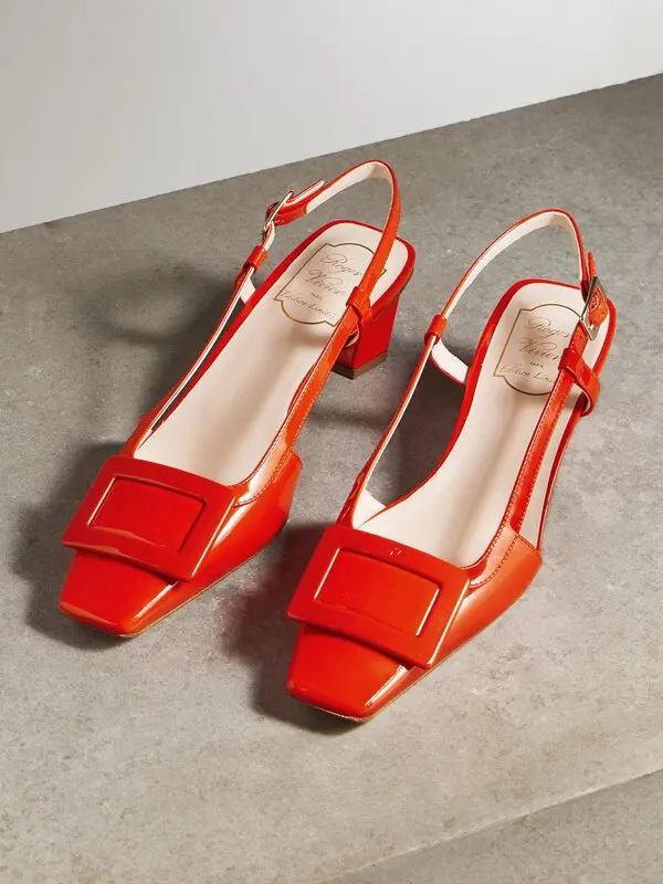 ROGER VIVIER Belle Vivier Patent Leather Slingback Pumps - Orange