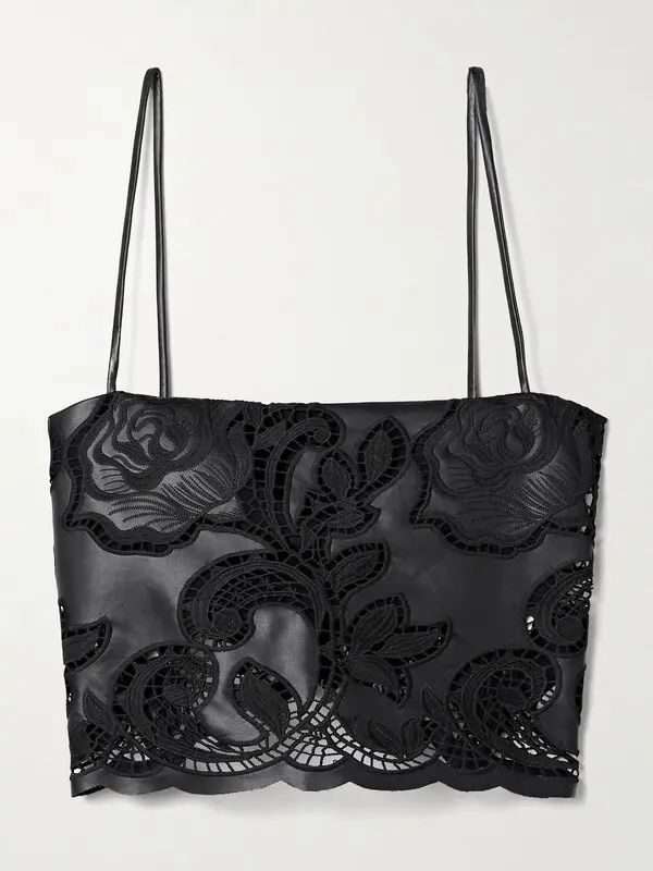 Johanna Ortiz Seduccion Lunar Faux Leather Top - Black