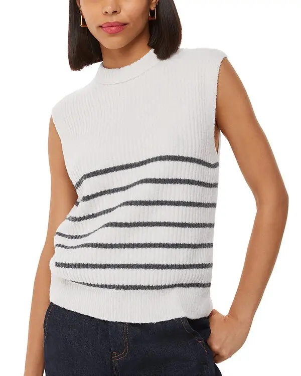 Whistles Striped Textured Sweater Tank Top - Ivory/multi