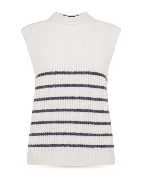 Whistles Striped Textured Sweater Tank Top
